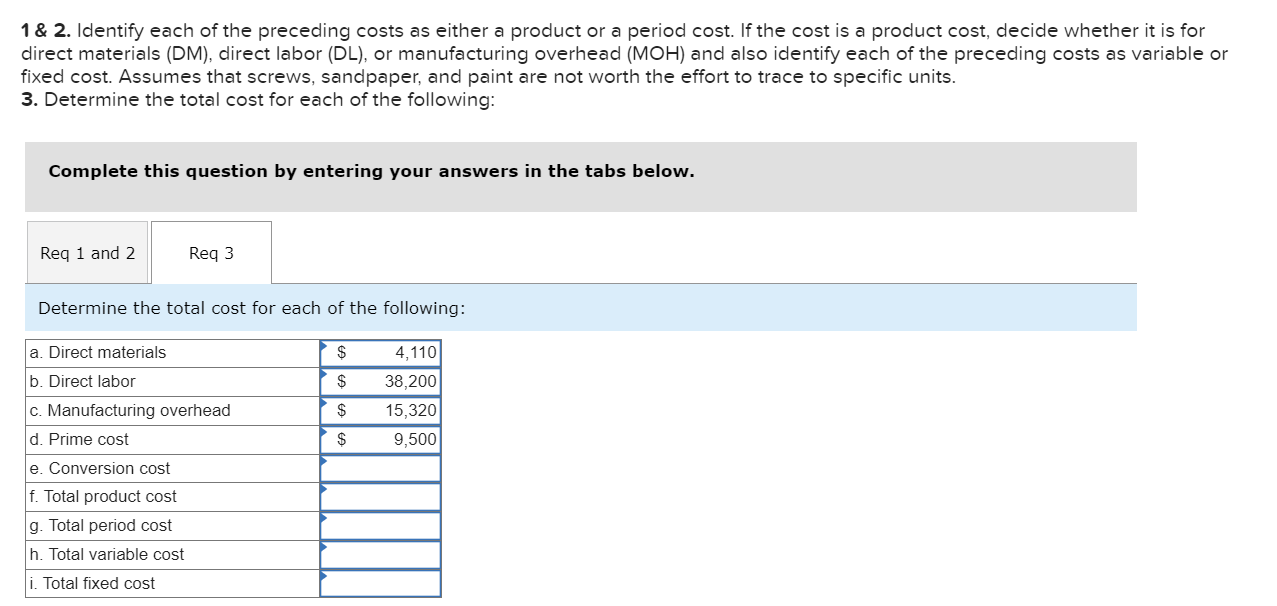 Solved PA1-3 (Algo) Classifying Costs; Calculating Total | Chegg.com