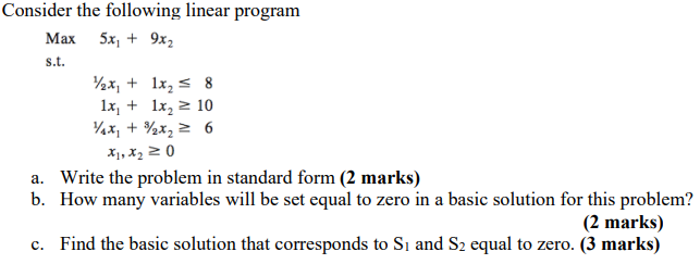 Solved Consider the following linear program Max s.t. | Chegg.com