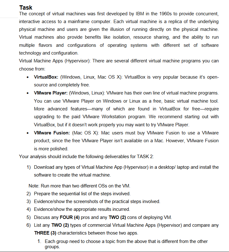Solved Task The concept of virtual machines was first | Chegg.com