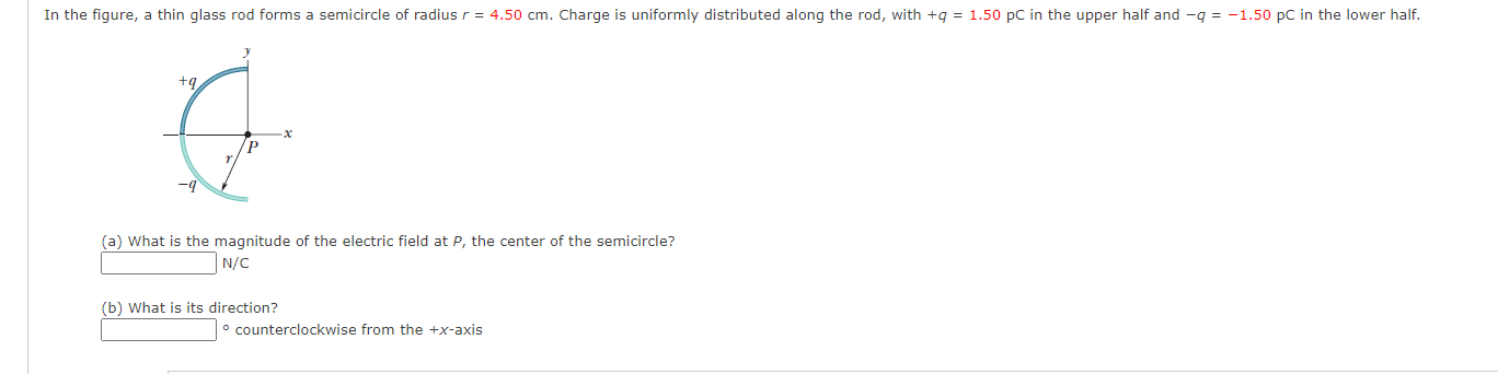 Solved In the figure, a thin glass rod forms a semicircle of | Chegg.com