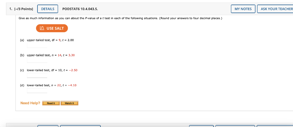 Solved (a) upper-tailed test, of =9,t=2.00 (b) upper-talled | Chegg.com