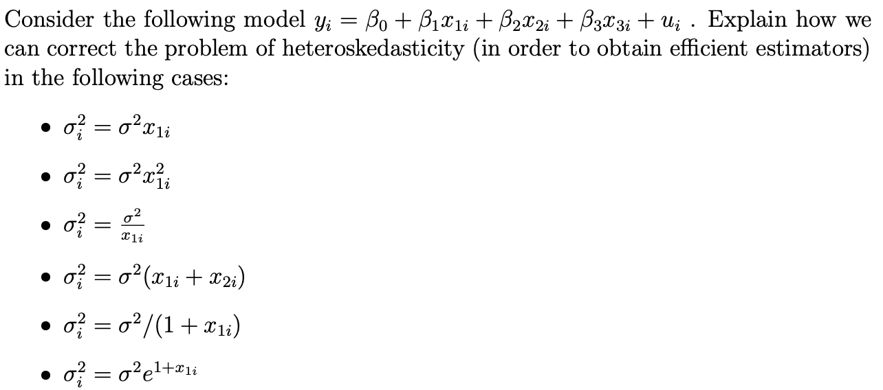 Solved Consider the following model | Chegg.com