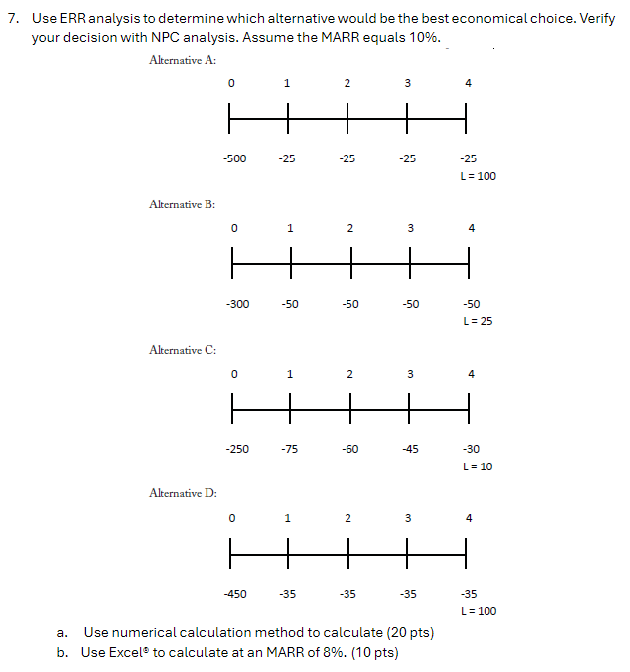 Solved Use ERR analysis to determine which alternative would | Chegg.com