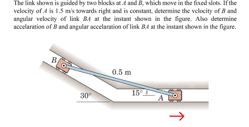 Solved The link shown is guided by two blocks at A and B, | Chegg.com