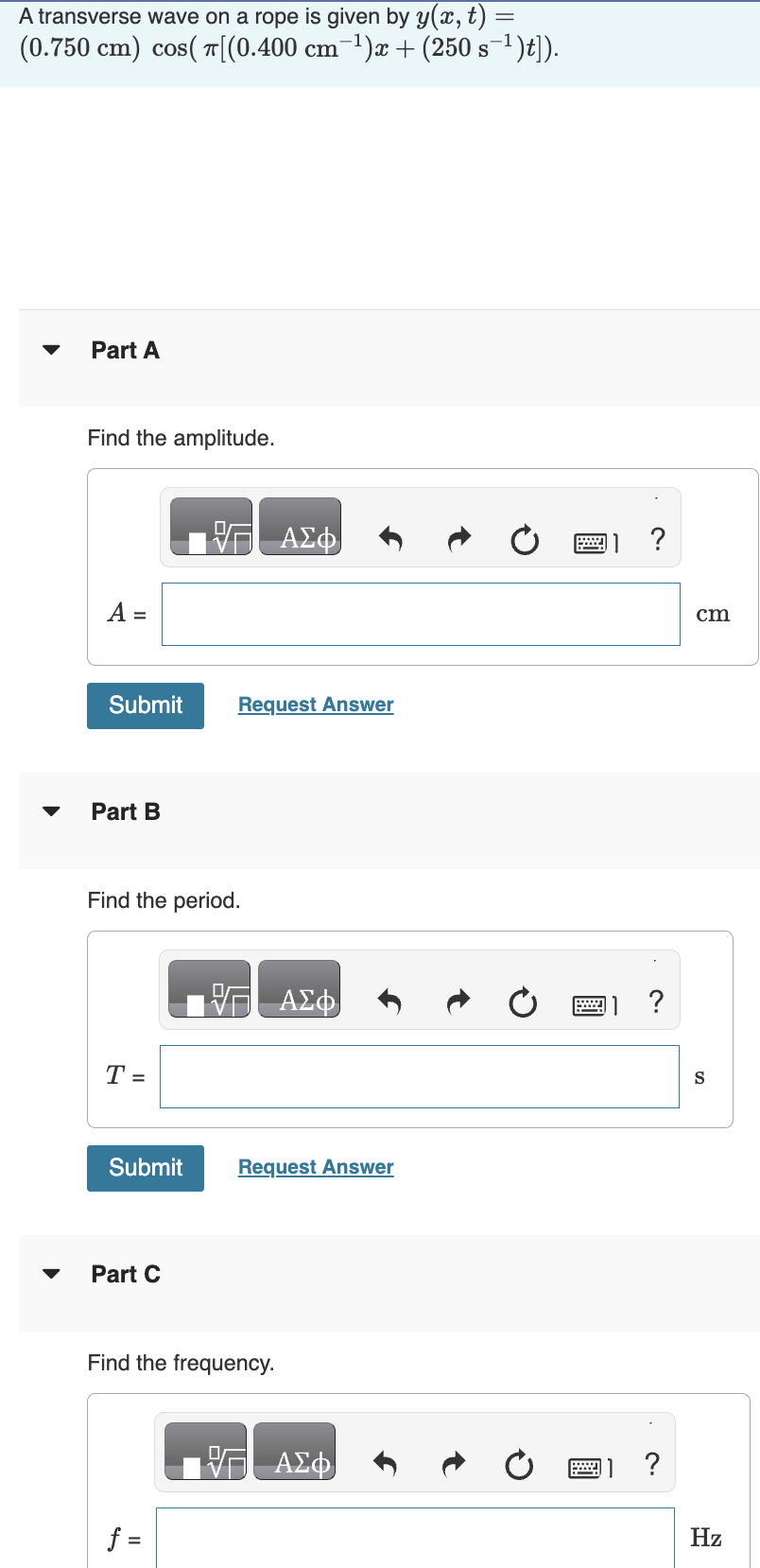Solved A transverse wave on a rope is given by y(x,t)= | Chegg.com