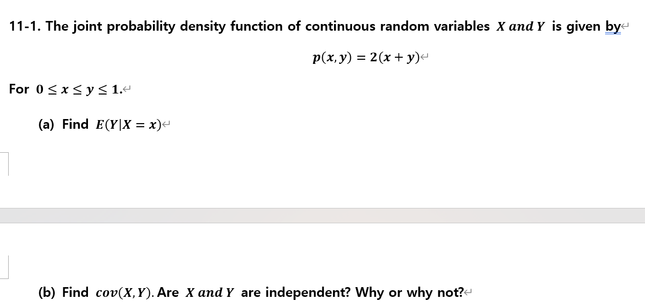 Solved 11-1. The joint probability density function of | Chegg.com