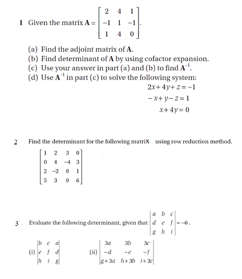 Solved 2 1 -1 4 1 Given the matrix A = -1 1 1 4 0 (a) Find | Chegg.com