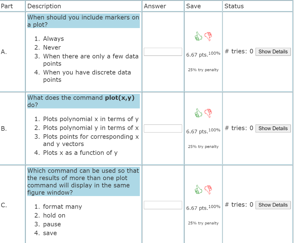Solved Part Answer Save Status Description When should you | Chegg.com