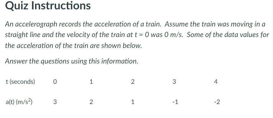 Solved Quiz Instructions An accelerograph records the | Chegg.com