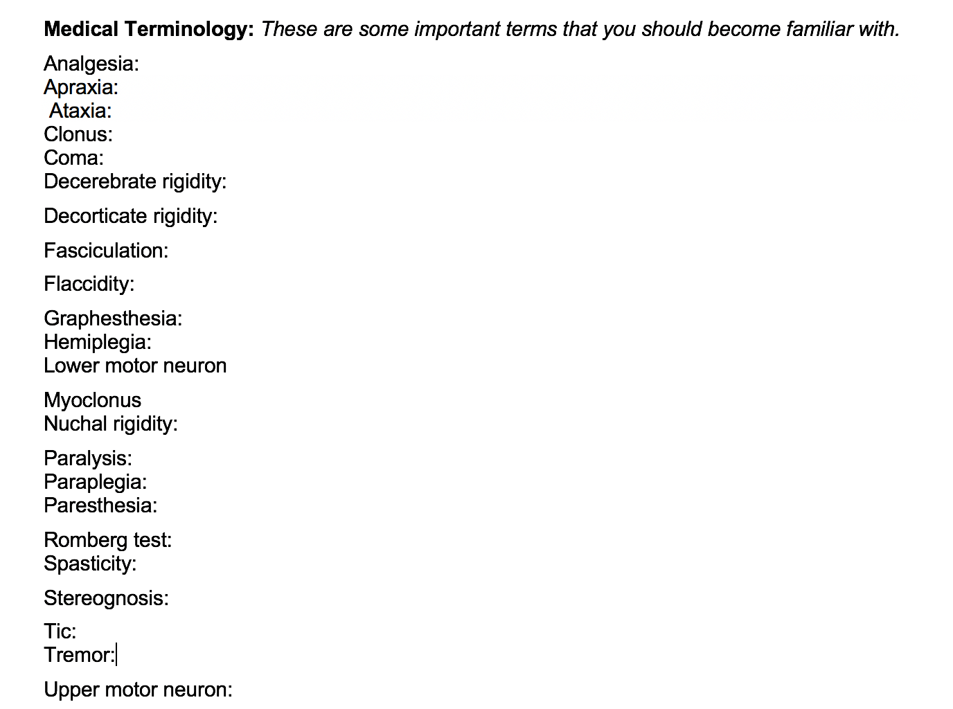 Solved Medical Terminology: These are some important terms | Chegg.com