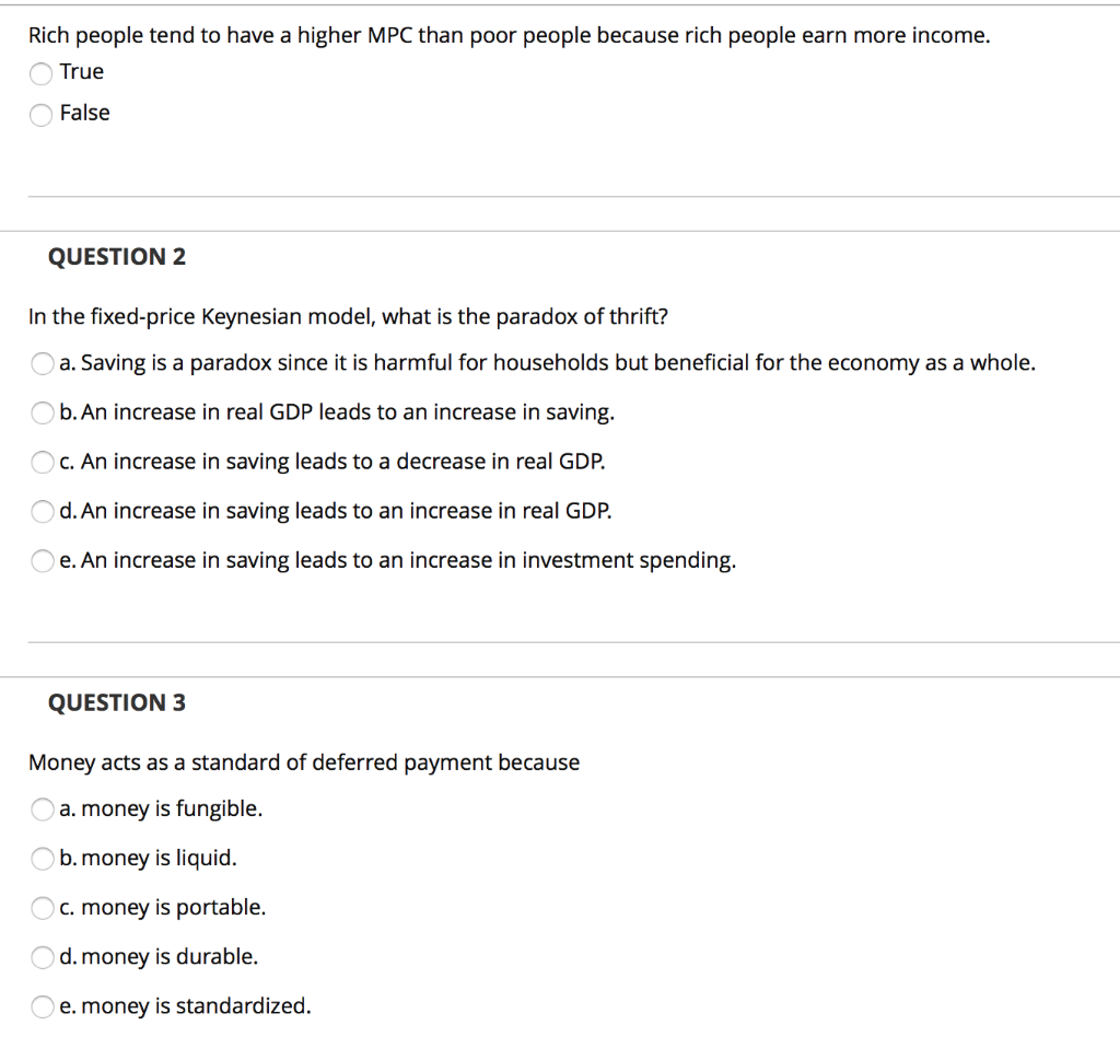 Solved Rich people tend to have a higher MPC than poor | Chegg.com