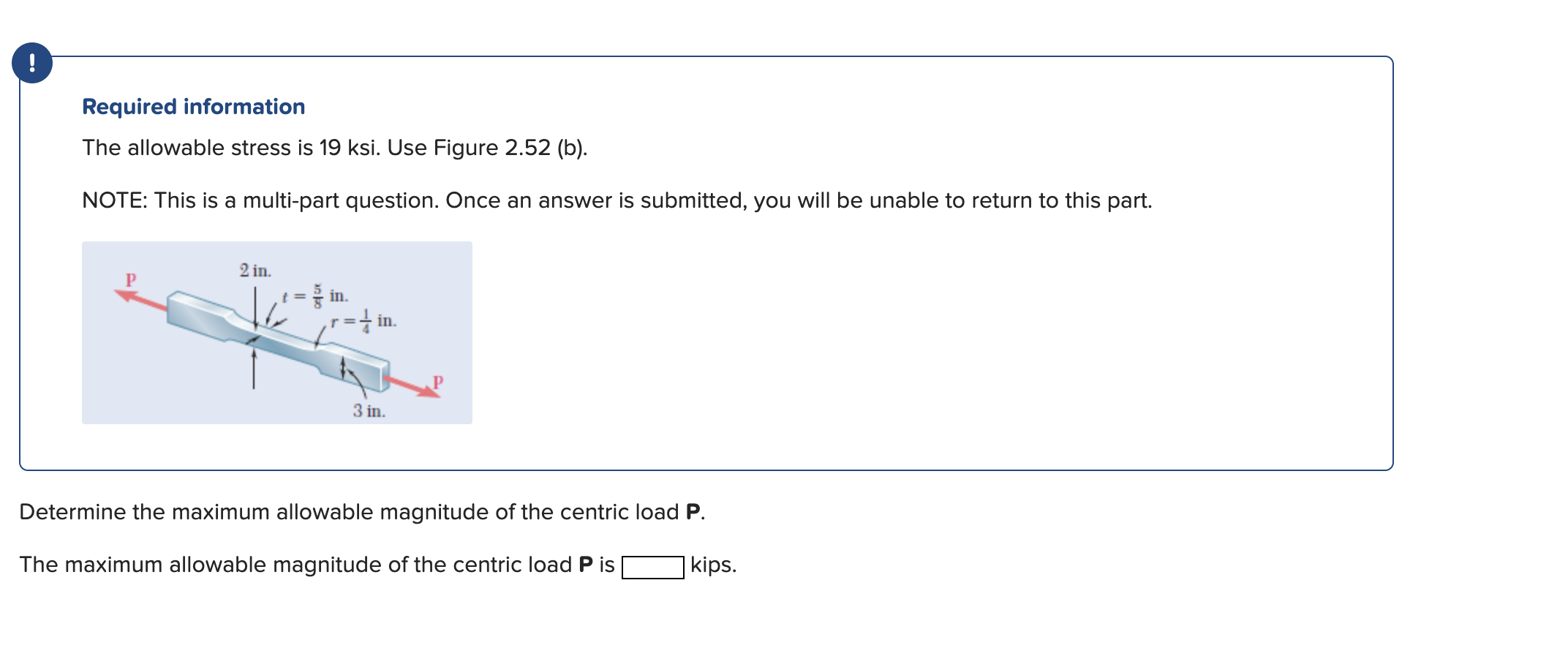 Solved Required information The allowable stress is 19 ksi. | Chegg.com