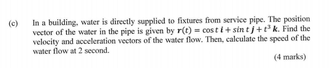 Solved (c) In a building, water is directly supplied to | Chegg.com