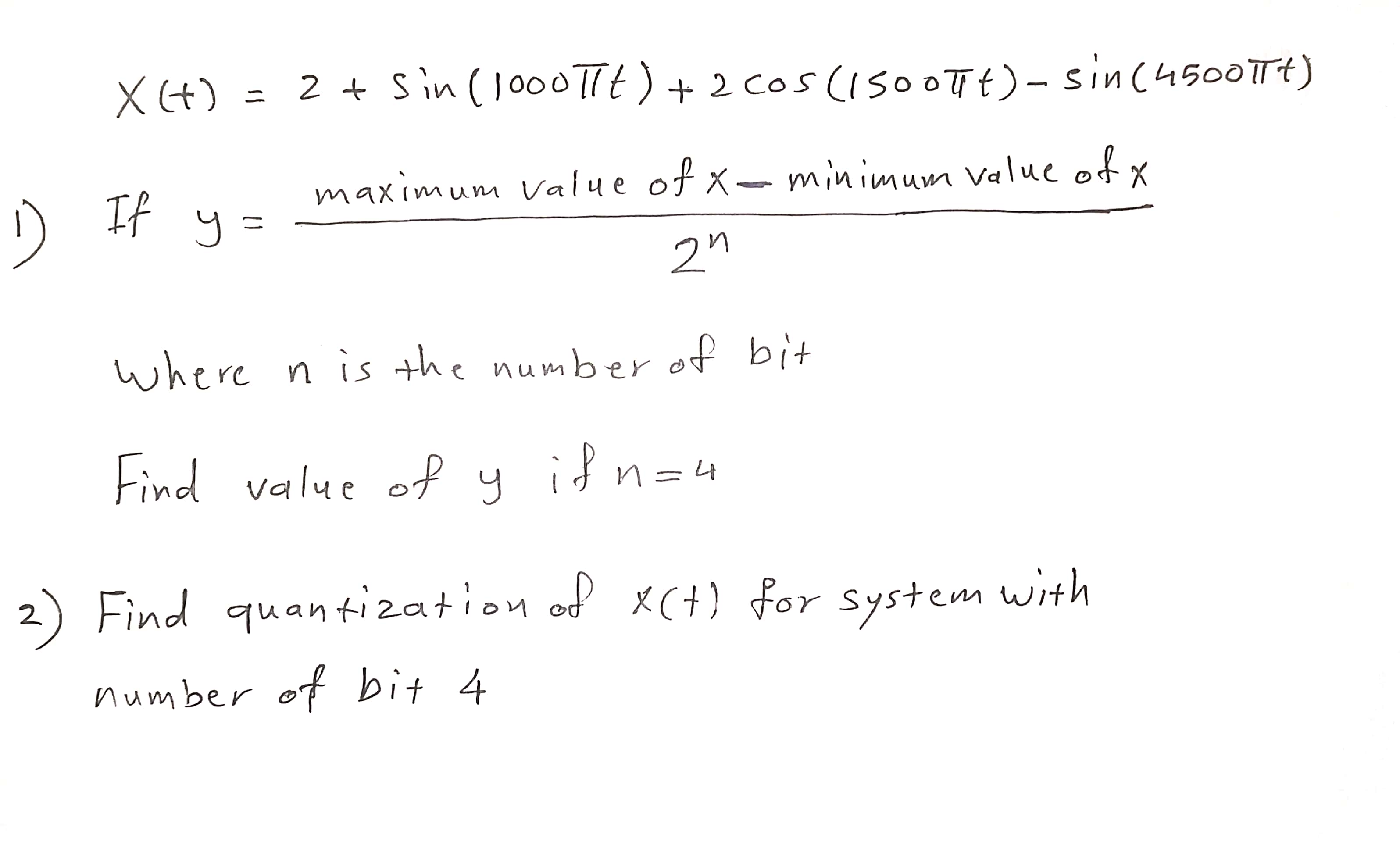 Solved Write A Matlab Program To Quantize The Sampled Signal 6029