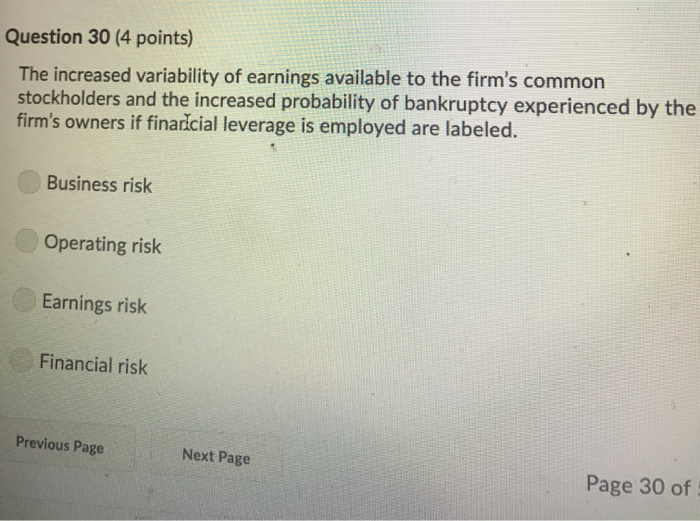 Solved Question 30 (4 points) The increased variability of | Chegg.com