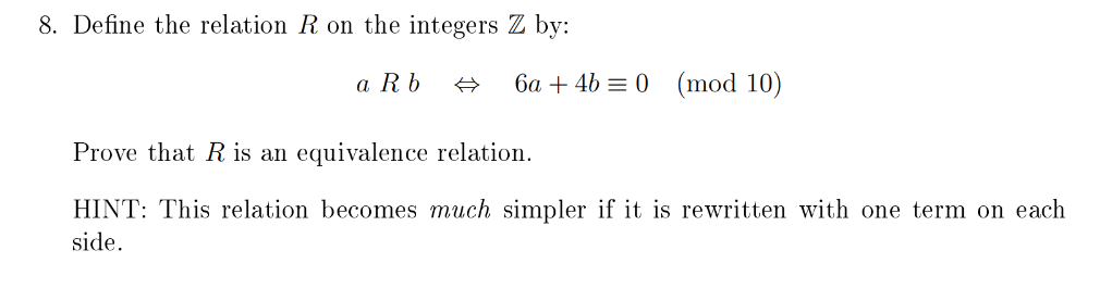 Define The Relation R ﻿on The Integers Z 