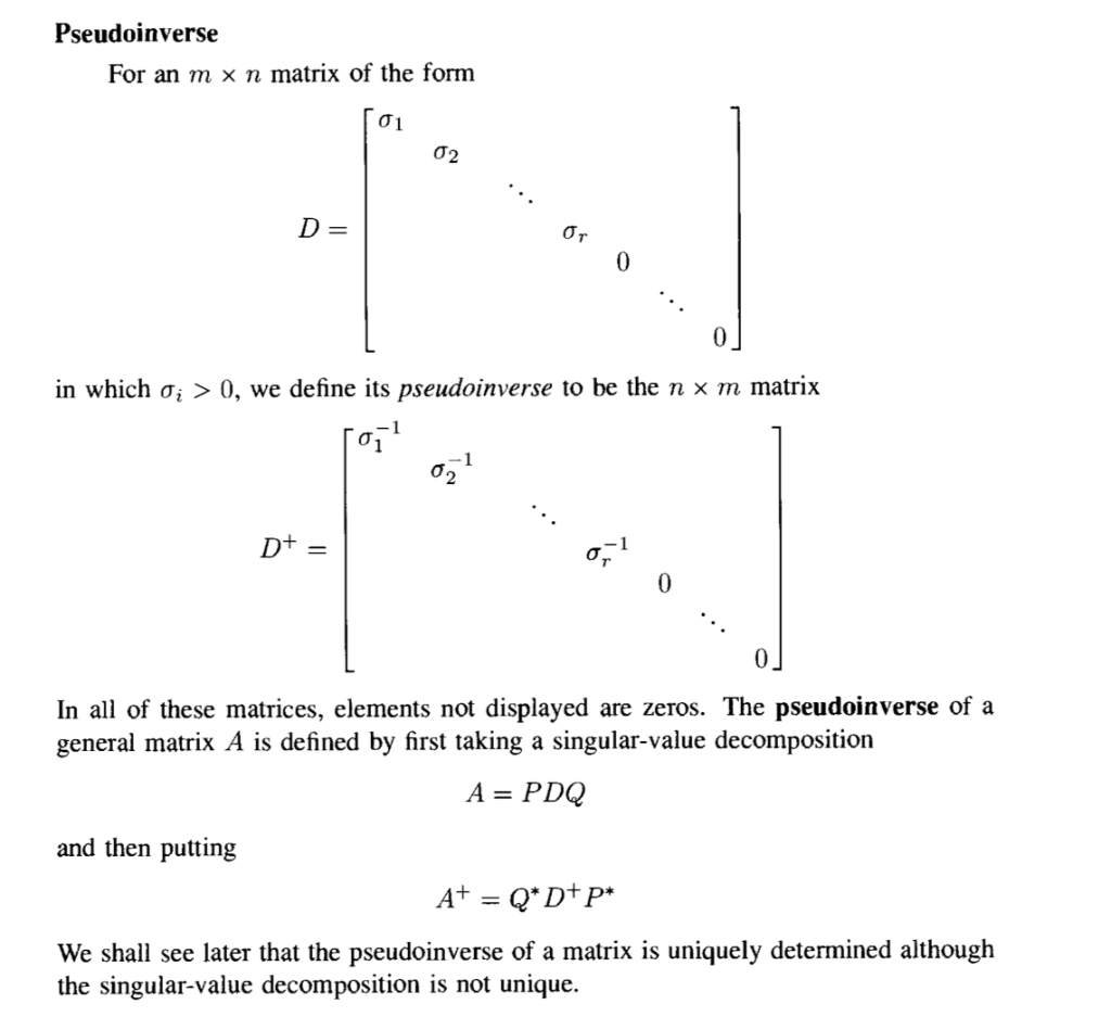 Solved Pseudoinverse For an m x n matrix of the form σι σ2 | Chegg.com