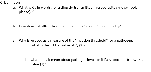 Solved Ro Definition a. What is Ro, in words, for a | Chegg.com