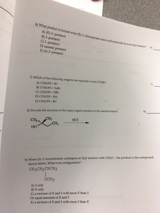 Solved What product is formed when (R)-2 chloropentane | Chegg.com