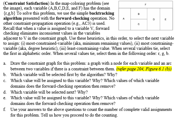(Constraint Satisfaction. In the map-coloring problem | Chegg.com