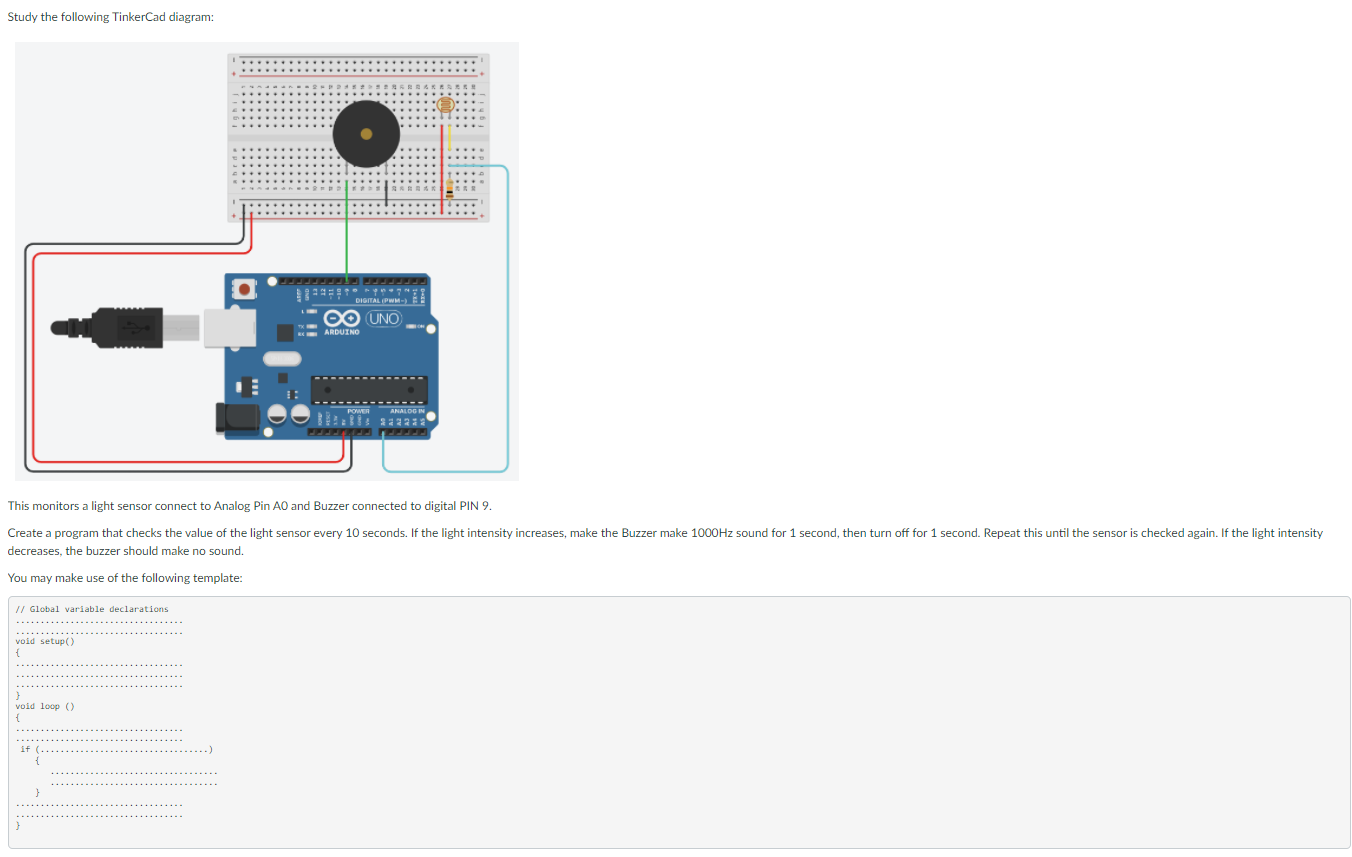 Solved Study the following Tinkercad diagram: O DEI O UNO | Chegg.com