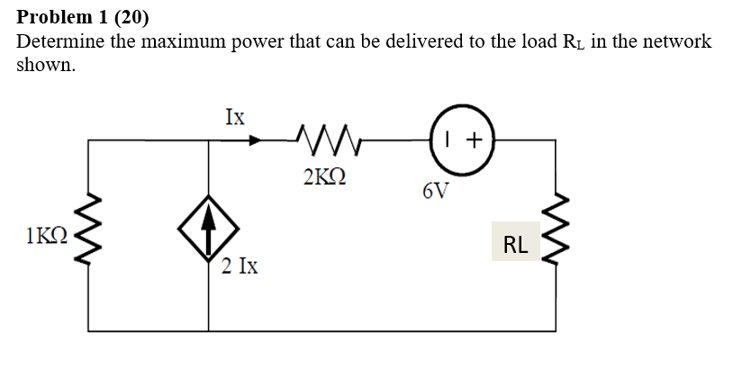 Solved Problem 1 (20) Determine the maximum power that can | Chegg.com
