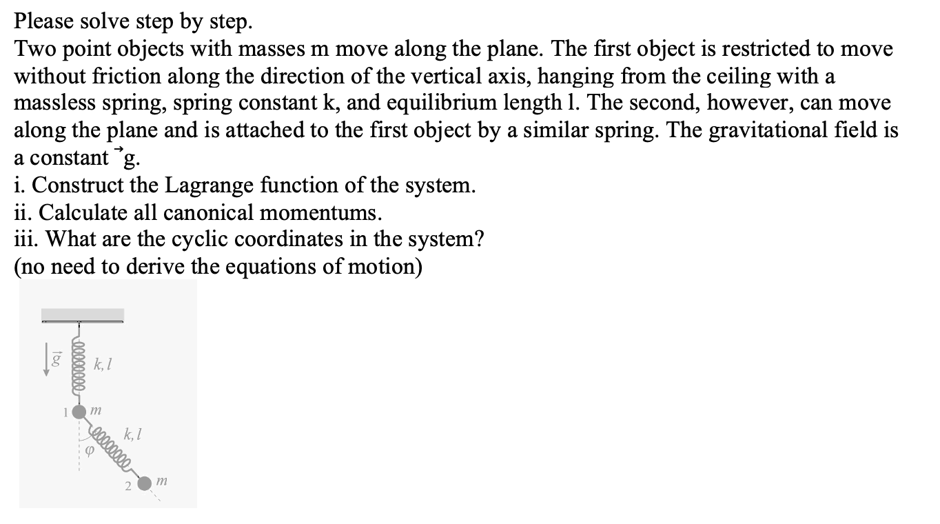 Solved Please solve step by step. Two point objects with | Chegg.com