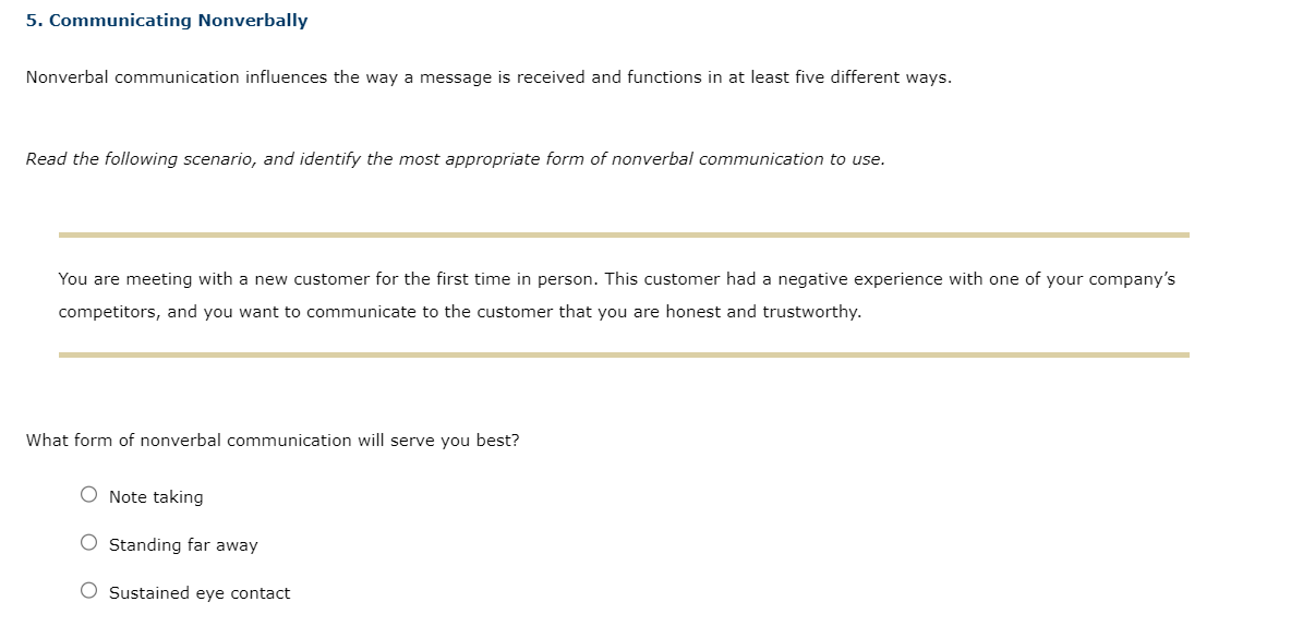 Solved 5. Communicating Nonverbally Nonverbal communication | Chegg.com