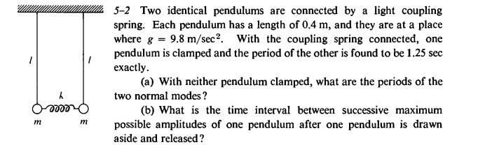 Solved 5-2 Two identical pendulums are connected by a light | Chegg.com
