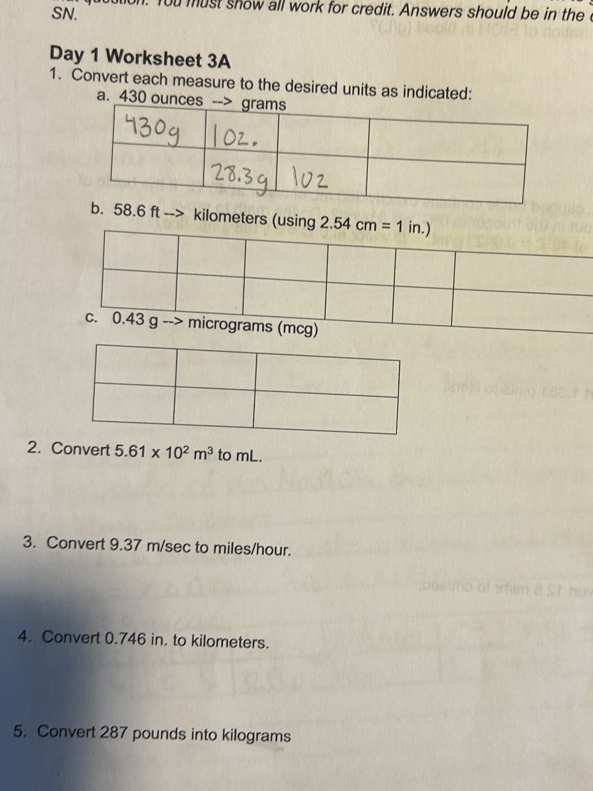 Solved SN.snow all work for credit. Answers should be in | Chegg.com