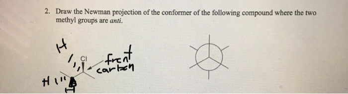 Solved 2. Draw the Newman projection of the conformer of the | Chegg.com
