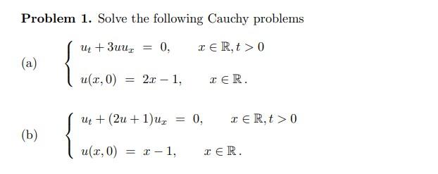 Solved Problem 1. Solve the following Cauchy problems (a) | Chegg.com