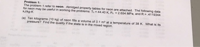 Solved Problem 1: The problem 1 refer to neon. property | Chegg.com
