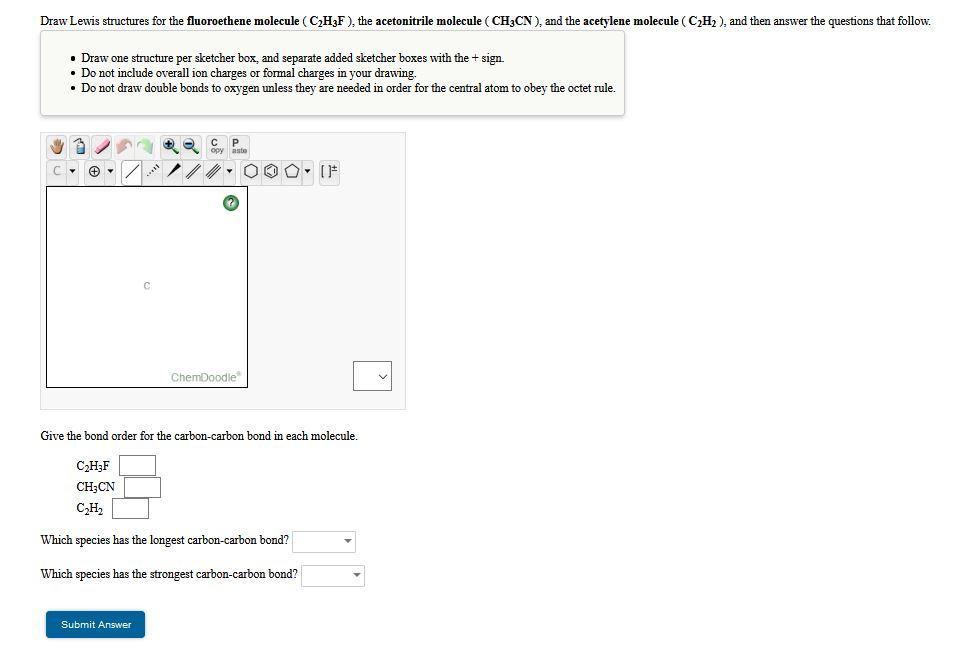 Solved Draw Lewis structures for the fluoroethene molecule | Chegg.com