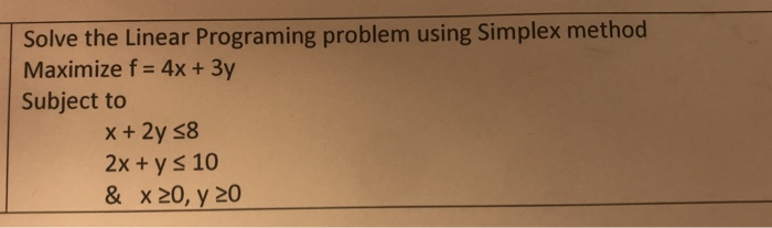 Solved Solve The Linear Programing Problem Using Simplex 