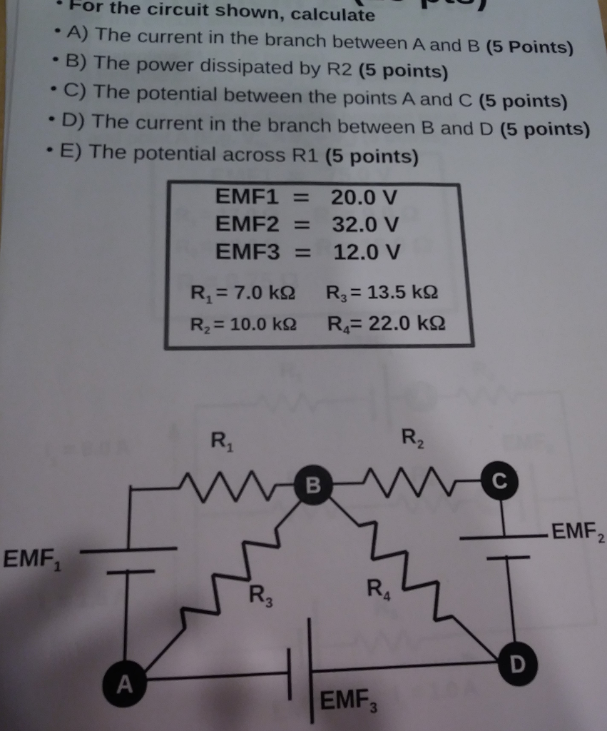 Solved For the circuit shown, calculate A) The current in | Chegg.com