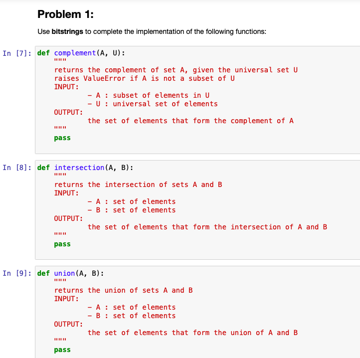 Solved Problem 1: Use bitstrings to complete the | Chegg.com