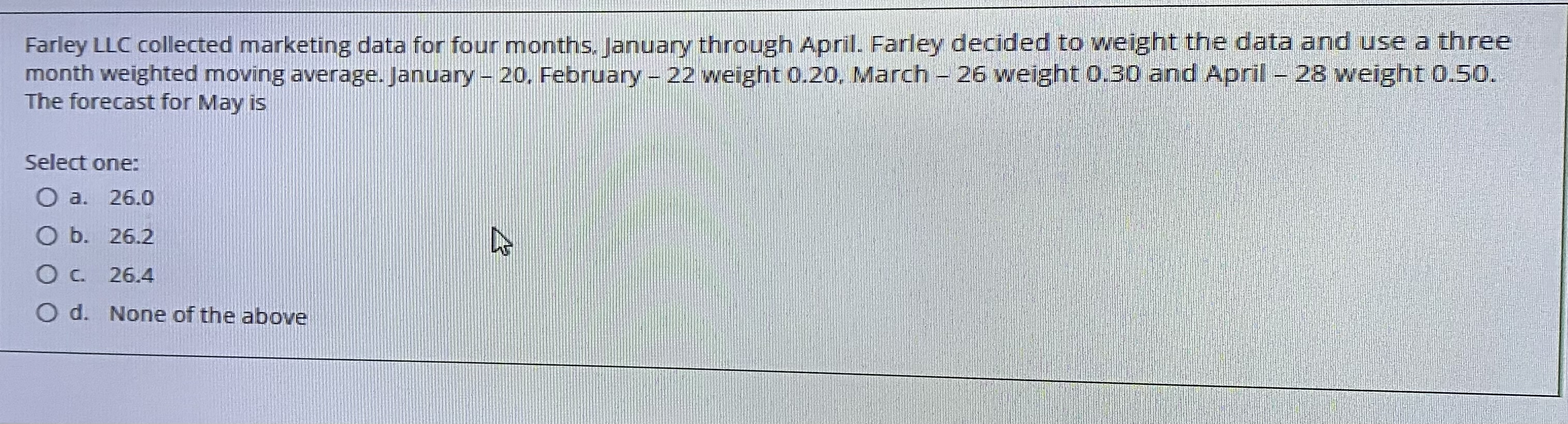 Solved Farley LLC collected marketing data for four months. | Chegg.com