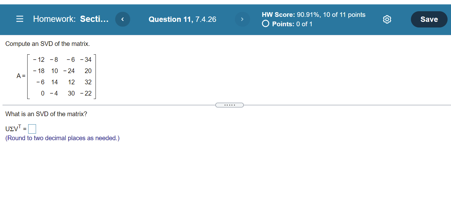 Solved Homework Secti Question 11 7 4 26 Hw Score