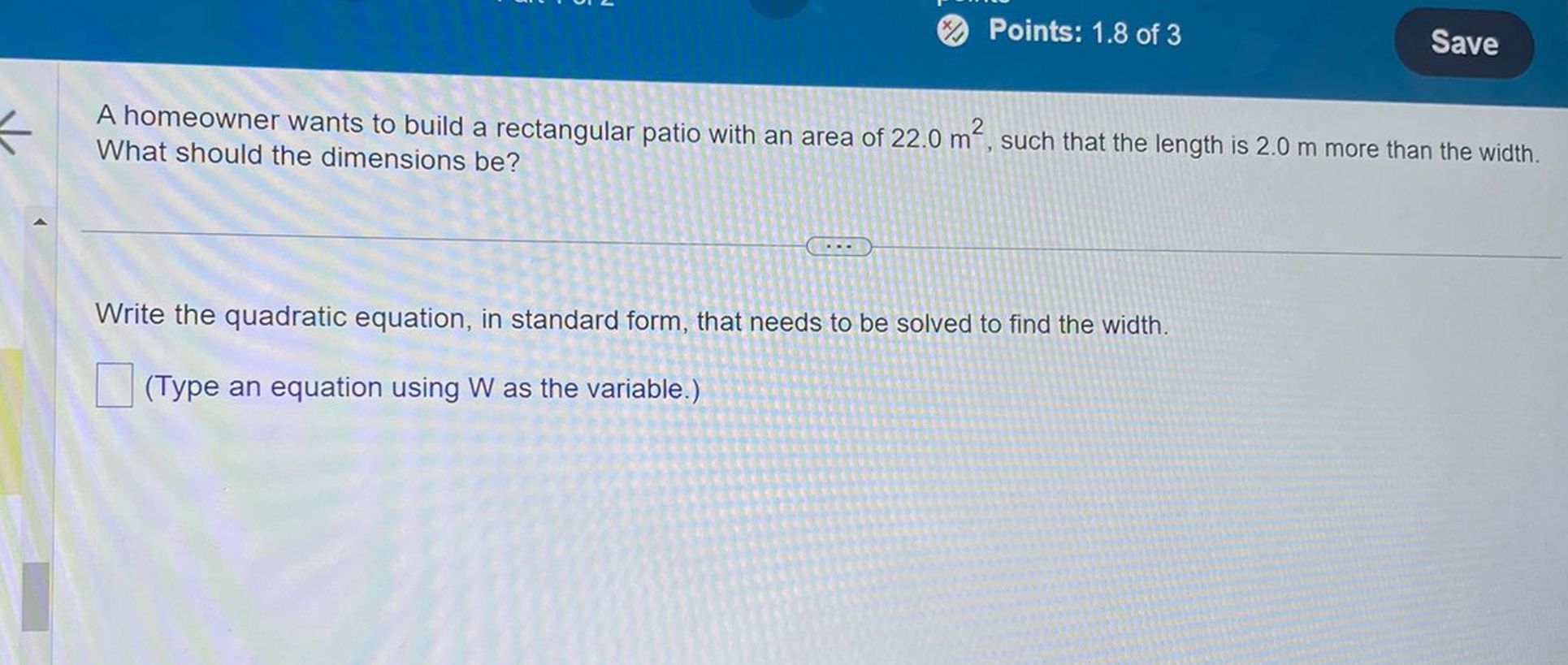 Solved A homeowner wants to build a rectangular patio with | Chegg.com