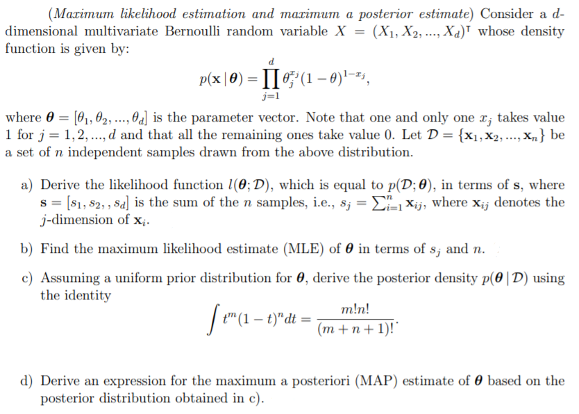 Solved (Maximum likelihood estimation and maximum a | Chegg.com