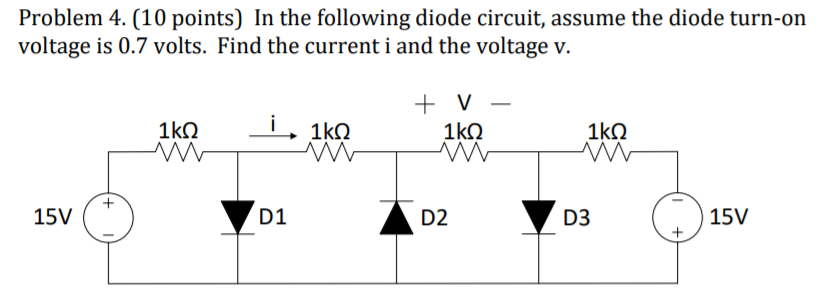 Solved Problem 4. (10 points) In the following diode | Chegg.com