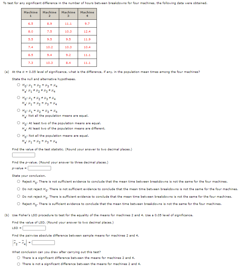 Solved In a completely randomized design, seven experimental | Chegg.com