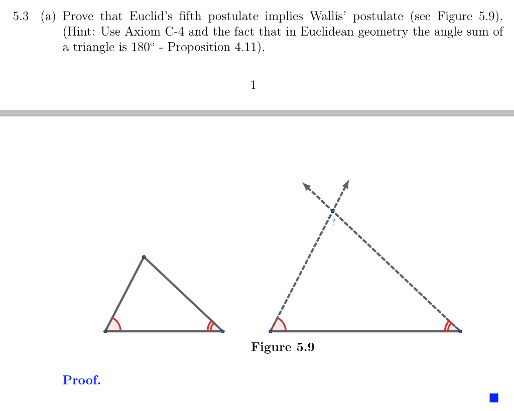Solved 5.3 (a) Prove that Euclid's fifth postulate implies | Chegg.com