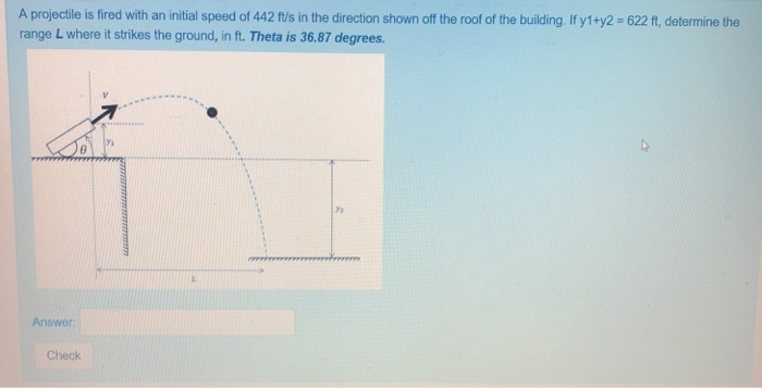 Solved A projectile is fired with an initial speed of 442 | Chegg.com