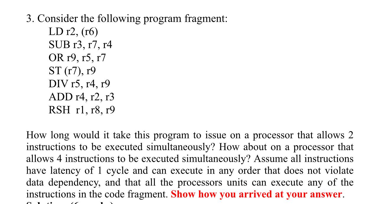 Solved 3. Consider the following program fragment: LD | Chegg.com