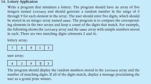 Solved 14. Lottery Application Write a program that | Chegg.com