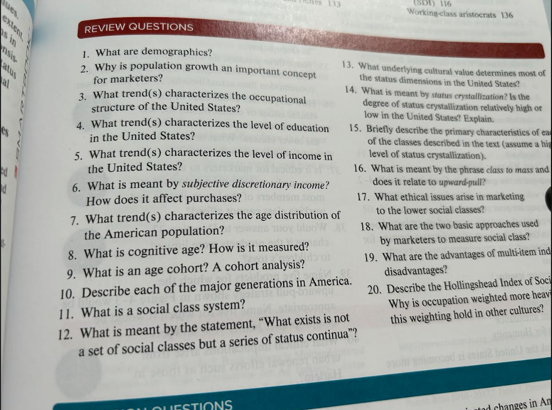 Solved 1. What are demographics? 2. Why is population growth | Chegg.com