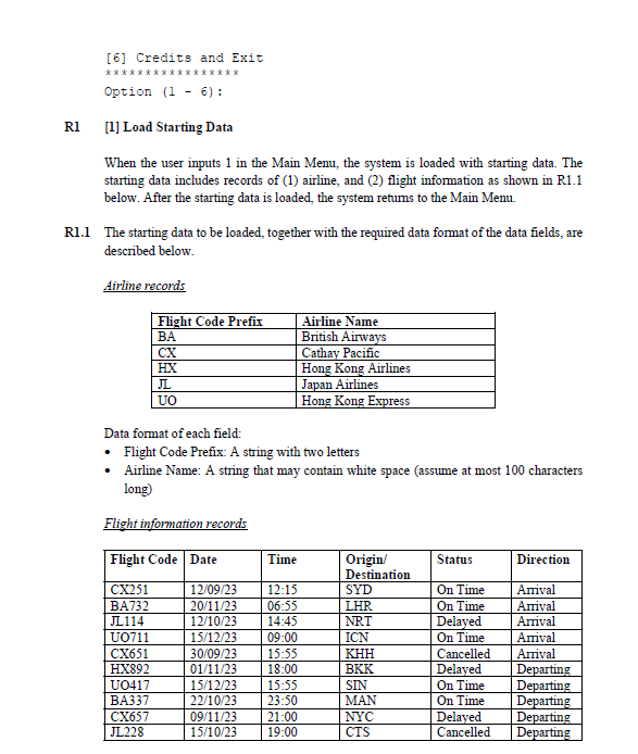 Solved Program Requirements R0 When the program starts, the | Chegg.com