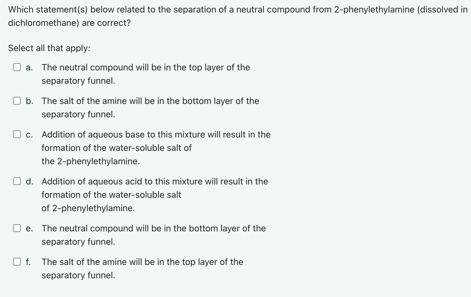 Solved Which statement(s) below related to the separation of | Chegg.com